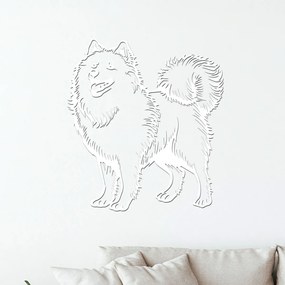 dřevo života Dřevěný obraz psa SAMOJED Zvolte rozměr (cm): 54x60, Zvolte barvu dekoru: Bílá