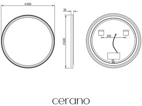 CERANO - Koupelnové LED zrcadlo Vito, kovový rám - černá matná - Ø 60 cm