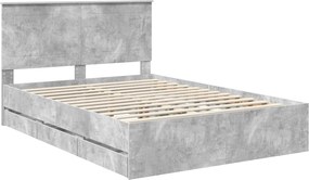 Rám postele s čelo Betonově šedá 140 x 200 cm Inženýrské dřevo 3409464