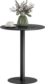 HOMCOM Jídelní stůl, Kulatý stůl pro 2 osoby, Moderní jídelní stůl do obývacího pokoje a zahrady, Ocel, Ø60 x 72 cm, Černý | Aosom