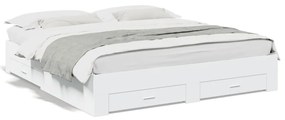 Rám postele se zásuvkami bílý 200 x 200 cm kompozitní dřevo