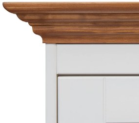 Massive home | Bílá vysoká komoda z masivu Belluno Elegante s dubovou deskou
