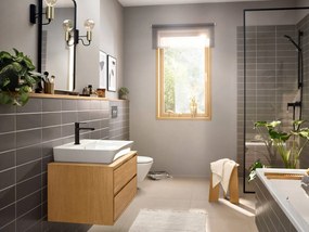 Hansgrohe Rebris E, umyvadlová baterie 110 s odtokovou soupravou s táhlem, CoolStart, EcoSmart, černá matná, 72589670