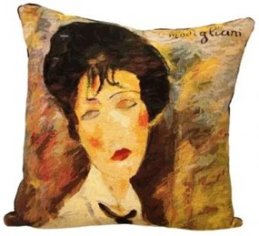 Gobelínový povlak na polštář  -  Femme à la cravate noire by AMADEO MODIGLIANI