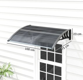 Outsunny stříška na vchodové dveře 100 x 75 cm stříška z hliníku a polykarbonátu s UV ochranou stříška na vchodové dveře na balkon, ochrana proti slu…