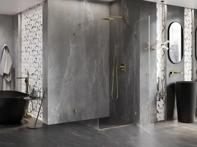 Mexen Lunar-B L výklopný sprchový kout pravý 100 x 100 cm, čiré sklo, zlatá matná, 832L-100-100-55-00-P