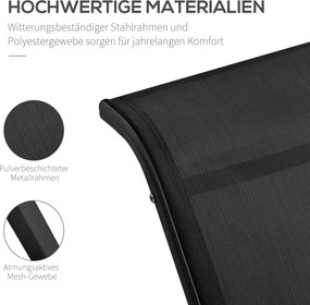Outsunny Sada Zahradních Lehátků Metal Mesh 3-dílná Sada Lehátka se Servírovacím Stolkem Zahradní Nábytek se 2 Lehátky a 1 Bočním Stolkem Skupina Sed…