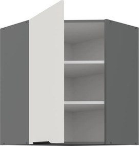 ARIA aw | horní kuchyňská skříňka 60x60 GN-72 1F (45°) rohová s policemi | 60x60 cm | antracit/bílá