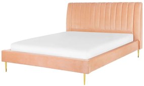 Sametová postel 160 x 200 cm broskev MARVILLE Beliani