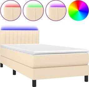 Box spring postel s matrací a LED krémová 80 x 200 cm textil 3133274