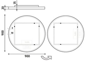 Nimco Bílé kulaté LED zrcadlo pr. 900 mm se dvěma dotykovými senzory - ZPB 28003RVX-05
