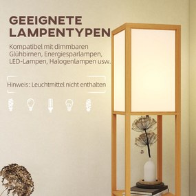 HOMCOM stojací lampa s 3 policemi, stojací svítidlo s objímkou E27, 26 x 160 cm, do obývacího/pokojového prostoru (Bez žárovky)