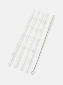 Sinsay - Sada skleněných brček s čisticím kartáčkem 5 pack - clear