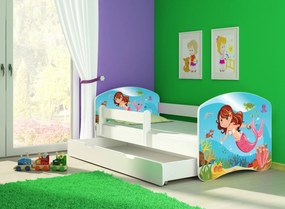 Dětská postel - Mořská víla 2 180x80 cm + šuplík bílá