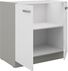 BIANCA sb | dolní skříňka 80 D 2F policová | 80 cm | světle šedá/bílá lesk