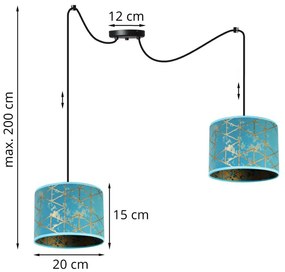 Závěsné svítidlo WERONA SPIDER, 2x modré textilní stínítko se vzorem, (výběr ze 2 barev konstrukce), G