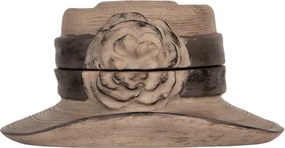 Hnědý antik dekorační klobouk šperkovnice - Ø 22*11 cm