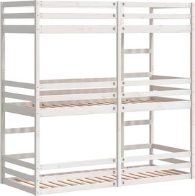 Třípatrová postel bílá 75 x 190 cm masivní borové dřevo 3284261