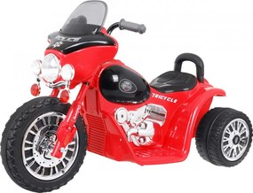 Ramiz Elektrická motorka Chopper pro děti červená + 3 kola + zvuky + LED světla