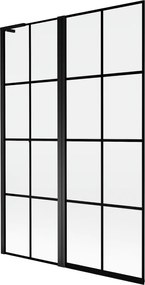 Mexen Mist L, 2-křídlová vanová zástěna, levá 120 x 150 cm, černá mřížka, černá - 8A9L-120-011-70-77-L