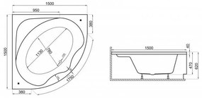 Polimat Standard 150x150 akrylátová vana