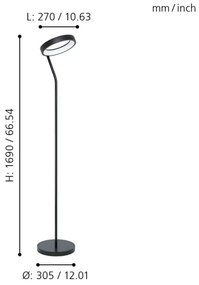 Eglo 99031 - LED RGB Stmívatelná stojací lampa MARGHERA-C LED/16W/230V