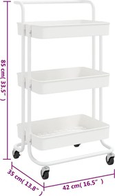 Kuchyňský vozík se 3 patry bílý 42 x 35 x 85 cm železo a ABS 336336