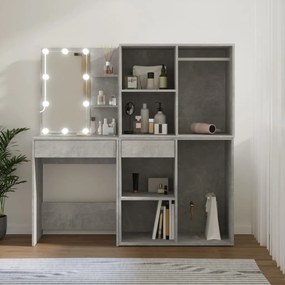 Led Toaletní Stolek Se 2 Skříňkami Betonově Šedý Kompozit