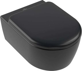 Villeroy & Boch Skyla - Závěsné WC se sedátkem SoftClosing, TwistFlush, DirectFlush, CeramicPlus, Pure Black 5656CLR7