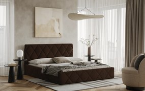 Postel LUKA 160x200 hnědá s úložným prostorem