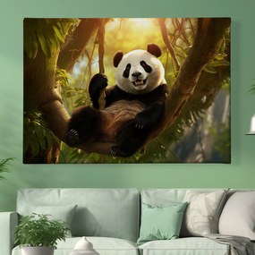 Obraz na plátně - Panda chilluje na stromě FeelHappy.cz Velikost obrazu: 180 x 120 cm