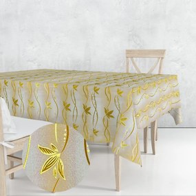 Ervi dekorační ubrus na stůl čtvercový - Sabrina květiny zlato-oranžová