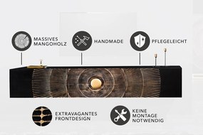 Designový závěsný TV stolek Venetia 160 cm černo-zlatý
