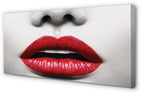 Obrazy na plátně Červené rty nos žena 100x50 cm