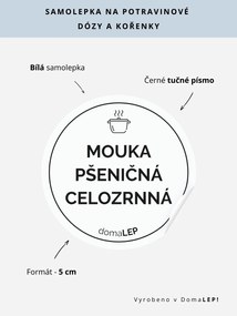 MOUKA PŠENIČNÁ CELOZRNNÁ - omyvatelná samolepka na dózu, výběr rozměrů Ø 5 cm / 5 x 5 cm / 6 x 8 cm | DomaLEP