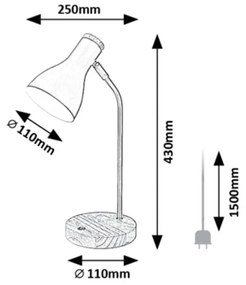 RABALUX Stolní lampa FERB, 1xE14, 25W, černohnědá 0074002