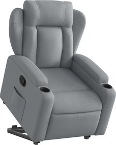 Zvedací polohovací křeslo světle šedé textil 3204482