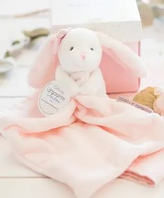 Doudou Dárková sada růžová - králíček s muchláčkem 10 cm / od 0 let