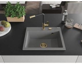 Mexen Oscar, 1-komorový granitový dřez 580x490x205 mm, šedá, 6519581000-71-G