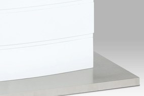 Jídelní stůl HT-440 bílé sklo, bílý vysoký lesk