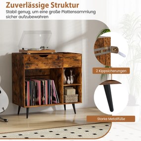 Costway Stojan na gramofon skříňka na gramofon se zásuvkou a USB a typ C