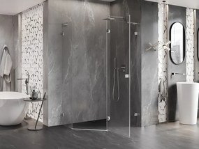 Mexen Lunar, L sklopný pětiúhelníkový sprchový kout pravý 100 x 80 cm, 8mm čiré sklo, chromový profil, 831L-100P-080L-01-00-P