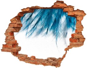 Wallmuralia Samolepící díra zeď 3D Modrá pírka 90x70 cm