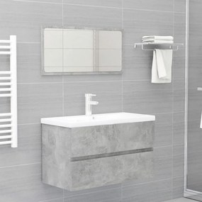 3dílný set koupelnového nábytku - s baterií a zrcadlem 80 cm - dřevotříska | betonově šedý