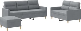 3dílná sedací souprava s poduškami světle šedá textil 3201608