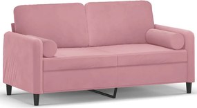 2místná pohovka s polštáři růžová 140 cm samet 3200884