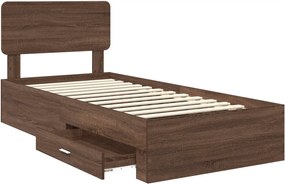 Rám postele se zásuvkou Hnědý dub 75 x 190 cm Kompozitní dřevo 3412442
