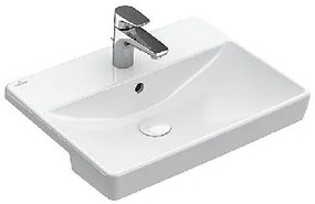 Villeroy & Boch Avento - Polozápustné umyvadlo 550x440 mm, s přepadem, otvor pro baterii, CeramicPlus, alpská bílá 4A0655R1