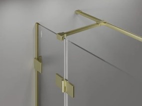 Mexen Lunar T, sklápěcí sprchový kout levý 135 x 80 cm, 8mm čiré sklo, zlatý matný profil, 834T-135-080-55-00-L