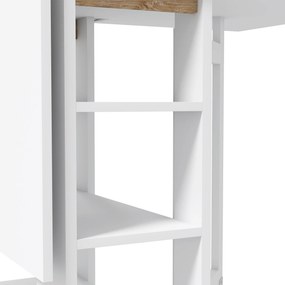 HOMCOM Skládací Stůl s Odepínacími Křídly – Jídelní Stůl Skládací Kuchyňský Stůl s 2 Kolíky a Policemi Moderní Styl 120x60x75 cm Bílá